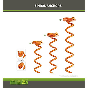 Liberty Outdoor ANCFR16-ORG-R Folding Ring Spiral Ground Anchor, 16-inch, 4 Pack