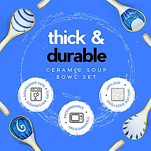 Set of 4 Ceramic Japanese Style Ramen Bowls with Chopsticks and Spoons Large Serving Bowl Set for Ramen, Udon Noodles, Miso Soup, Salad, Rice, Pho Home Dinnerwa