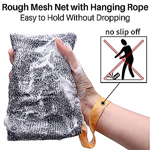 Antimbee 6-Pack Soap Pocket Exfoliating Soap Saver Pouch, Body Scrubber Rough Sponge Exfoliator for Bath or Shower, Gray Mesh Bar Soap Foam Lather Pouch