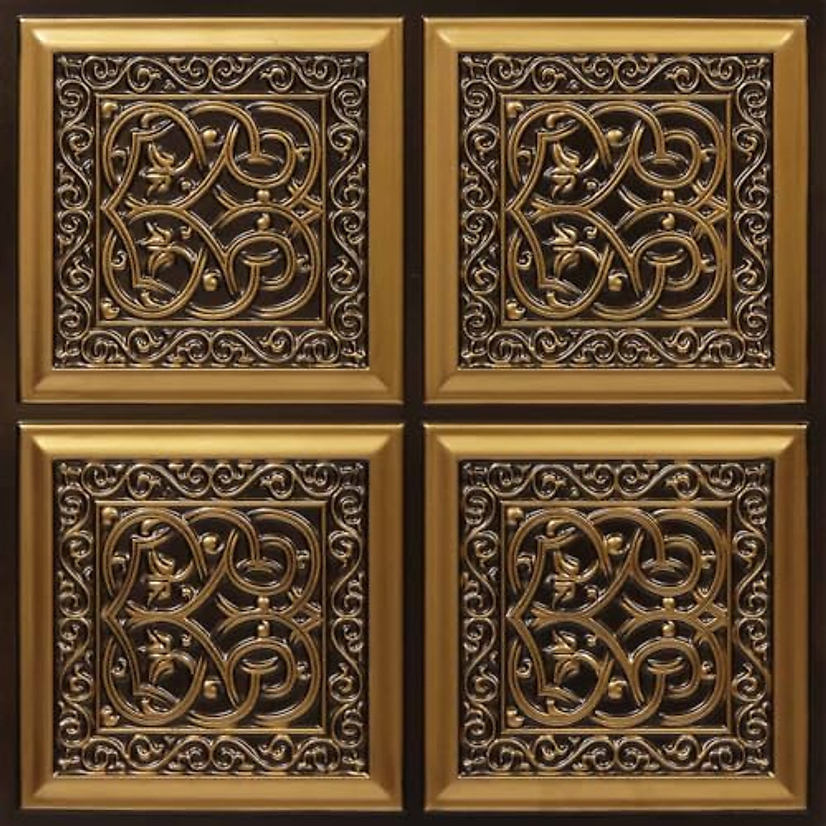 Lover's Knot-Faux Tin Ceiling Tile - Antique Gold 25-Pack