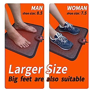 Hodeamy Heated Floor Mat Under Desk for Foot Warmer - Wider 110V Adjustable Temperature Electric Space Heaters Heating Pad - Carbon Crystal & Energy Saving Feet Warmers for office,home (Black Gray)