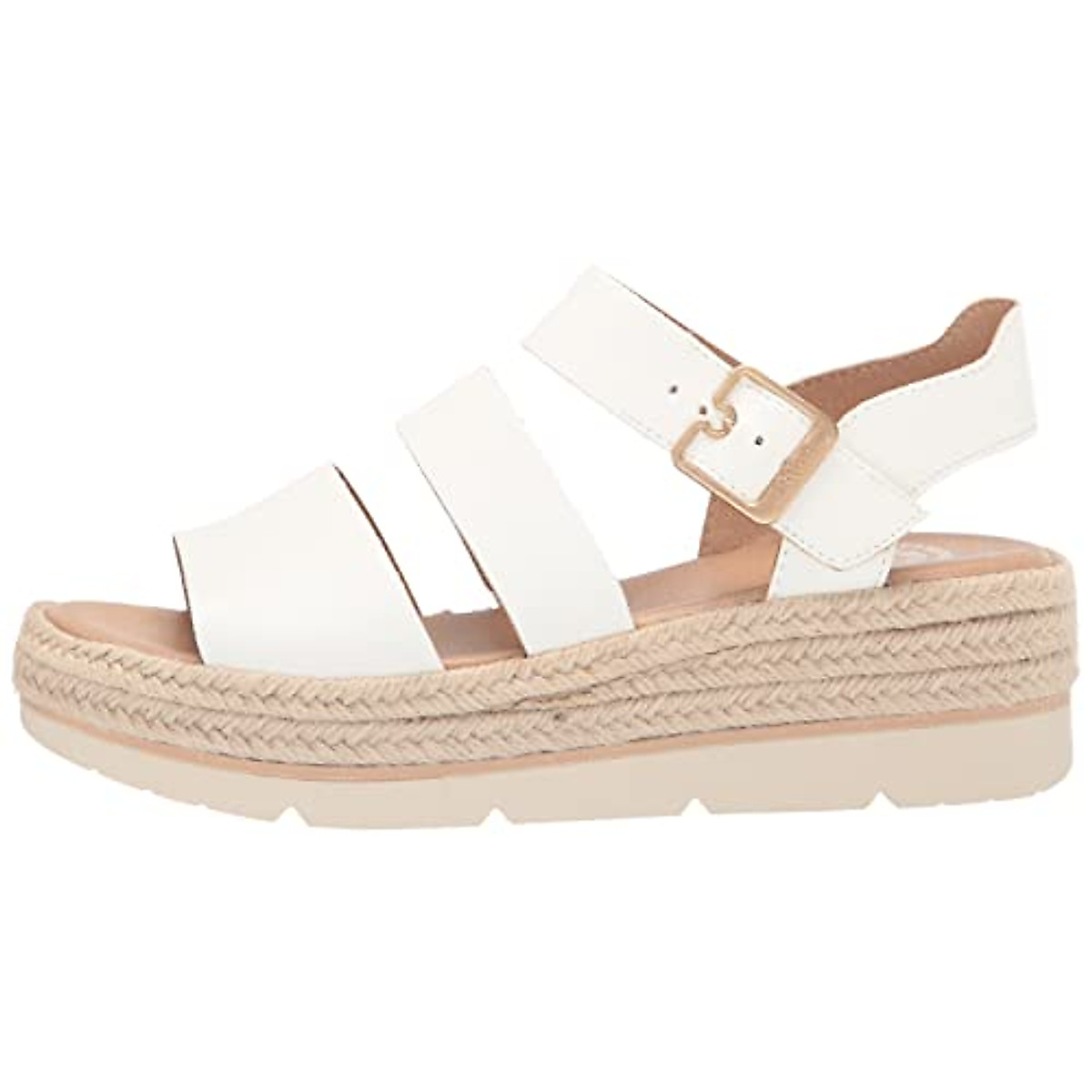 Dr. Scholl's Shoes Women's Once Twice Espadrille Wedge Sandal, White, 8