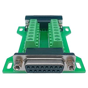 Jienk DB15 Male to Female Terminal Breakout Board, RS232 D-SUB Serial to 15pin Port Terminal Block Gender Changer Connector
