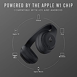 Beats Studio3 Wireless Noise Cancelling Over-Ear Headphones - Apple W1 Headphone Chip, Class 1 Bluetooth, 22 Hours of Listening Time, Built-in Microphone - Matte Black (Latest Model)