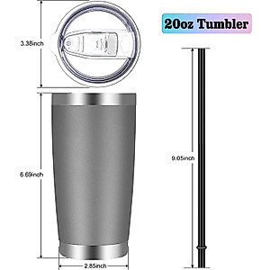VEGOND 20oz Tumbler with Lid and Straw Stainless Steel Tumbler Cup Vacuum Insulated Double Wall Travel Coffee Mug Powder Coated Coffee Cup(Grey 1 Pack)