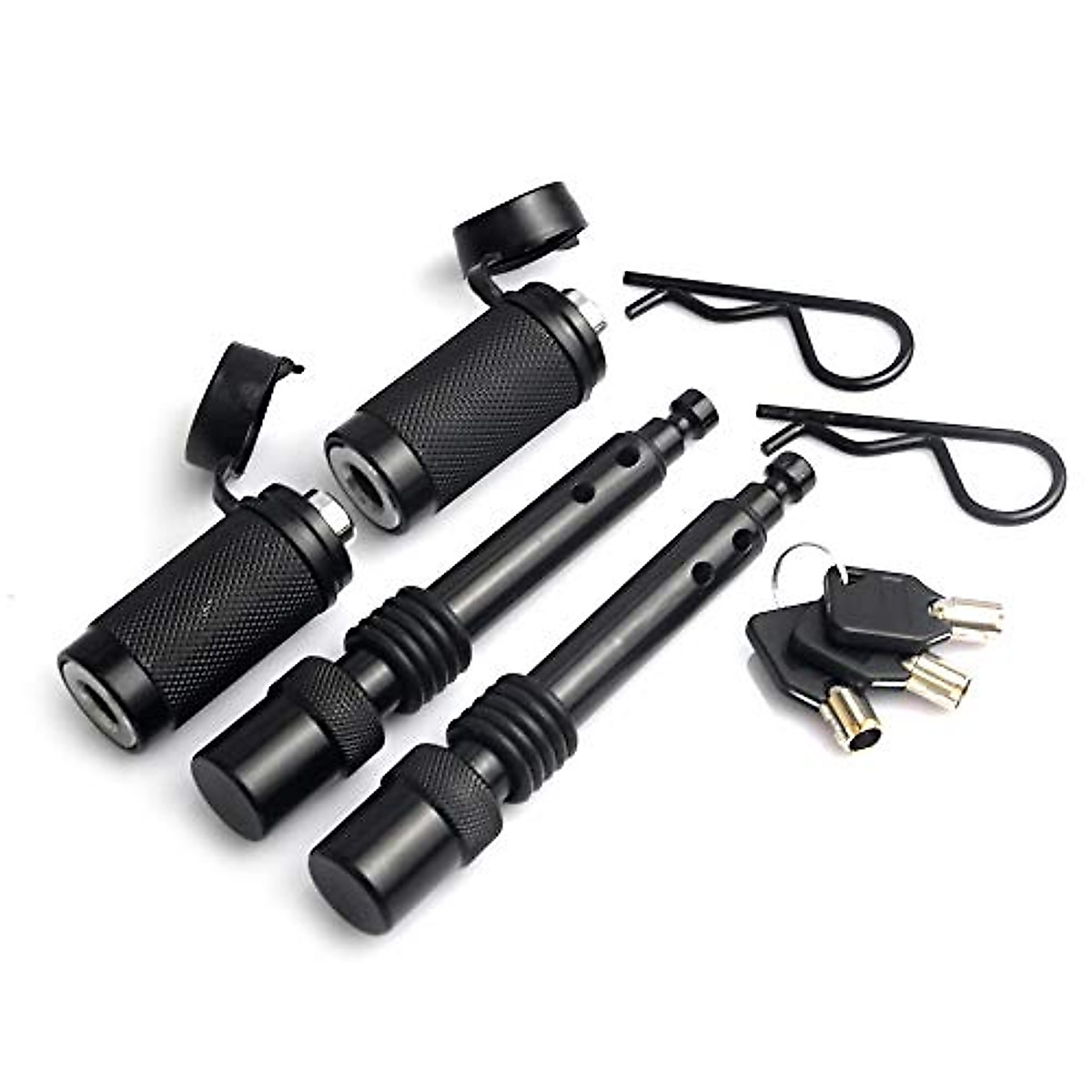 KAYCENTOP Hitch Receiver Pin Lock Trailer Locking 5/8 Inch Pin Security Hitch Locks Fit 2 inch 2.5 inch Hitch Receiver Class III IV Hitches 2 Pack Black Anti-Theft Anti-Noise 3 Tubular Alike Keys