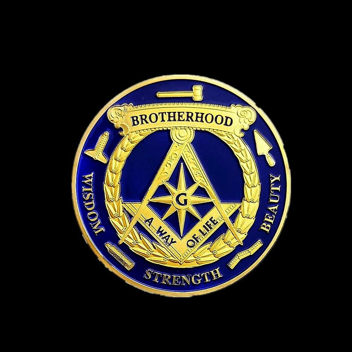 Patpaw Masonic Challenge Coin Brotherhood Freemasons Gold Blue Freemasonry Coin
