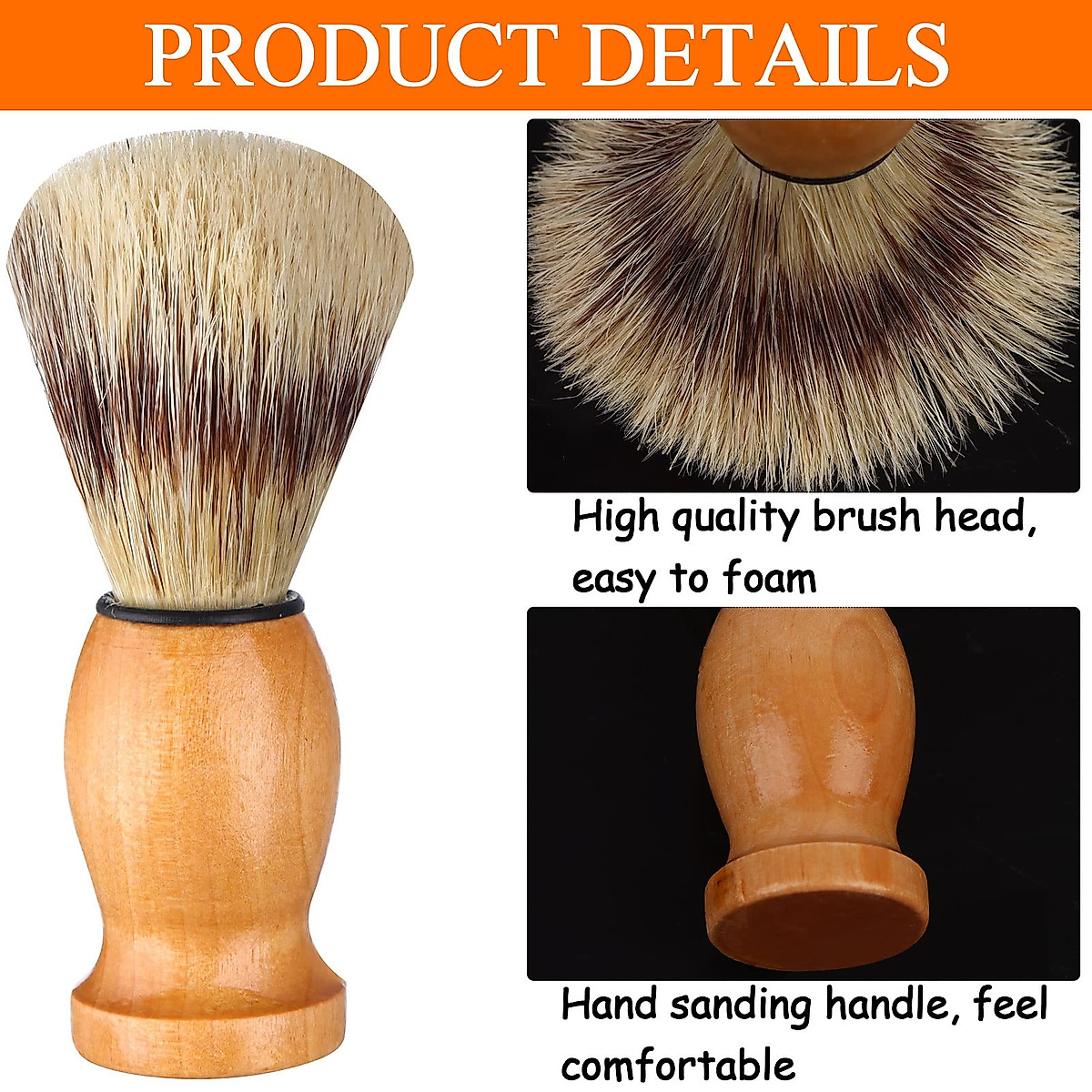 Lwestine 4Pcs Men Shaving Brush Wood Handle, Professional Salon Tools