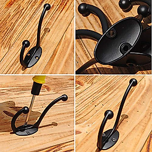 Coat Hooks 10 Pack Wall Mounted Hooks Metal Hooks Dual Robe Hook Rustic Hooks Retro Double Hooks Coat Hanger and Screws for Coat/Backpack/Bag/Towel/Key/Cap