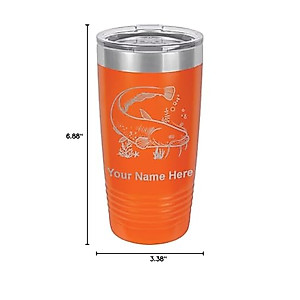 LaserGram 20oz Vacuum Insulated Tumbler Mug, Catfish, Personalized Engraving Included (Orange)