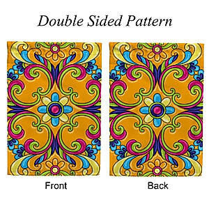 Mexican Talavera Ceramic Tile Holiday Garden Flag Vertical Double Sized Durable Polyester Fabric Non-Fade Outdoor Decoration Flag Banner for Christmas Halloween 12x18in