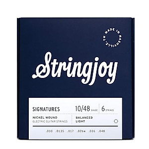 Stringjoy BAL10 Signatures Nickel Electric Guitar Strings, 10-48 Balanced Light Gauge, Best Guitar Strings for Enhanced Tone, Electric 6 String Set