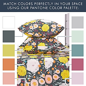 WTPDR Dark Floral Bedsheets Queen Size, Super Soft Wrinkle Resistant Bedding Set for Boho Room Décor, Premium Floral White Queen Bed Sheets for Girls, Teens and Master Bedrooms