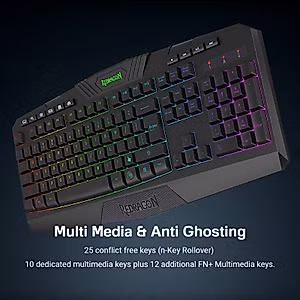Redragon S101 Wireless Gaming Keyboard and Mouse Combo, RGB LED Backlit Keyboard, and Red Illuminated Mouse for Windows PC Gamer