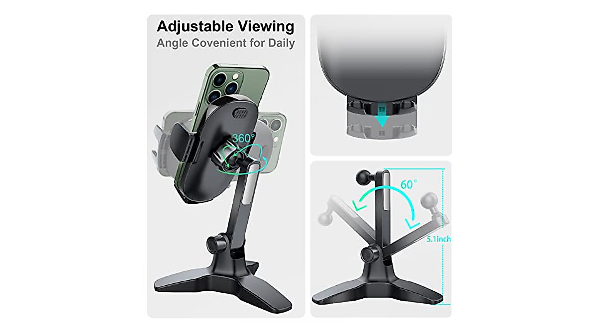 OQTIQ Adjustable Cell Phone Stand for Desk - 360° Rotation, Heavy Duty