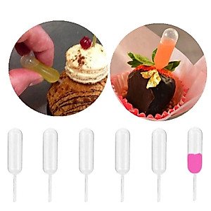 Plastic Pipettes Squeeze Dropper Disposable 4ml, 100PCS Dropper Strawberry Pipettes for Chocolate, Cupcakes, Strawberries,Ice Cream, Mini Cakes