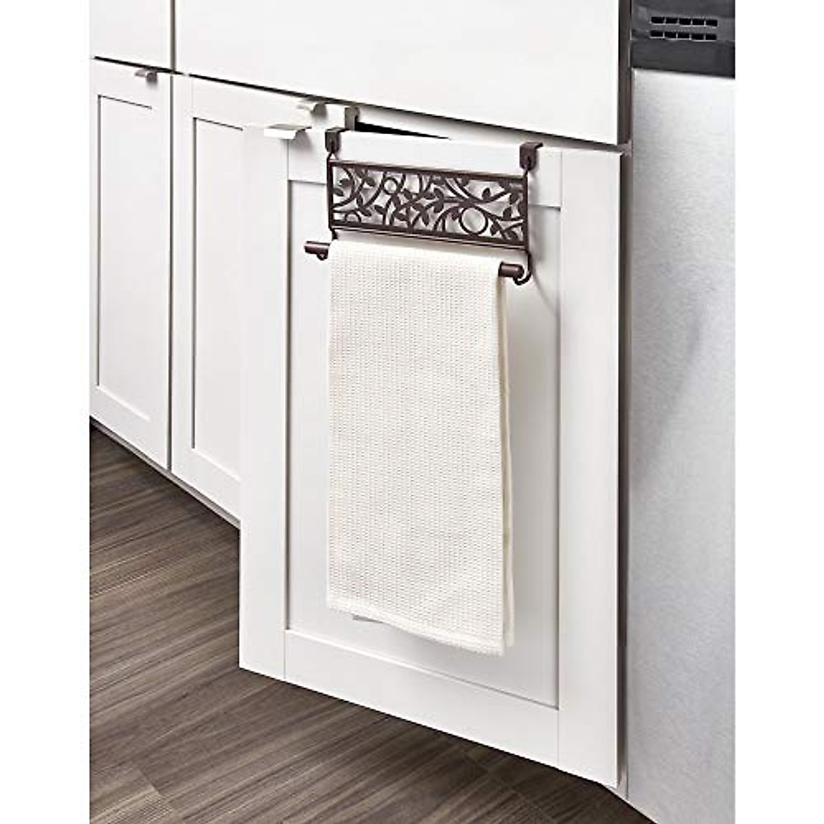 iDesign Vine Over-the-Cabinet Kitchen Dish Towel Bar Holder - Bronze