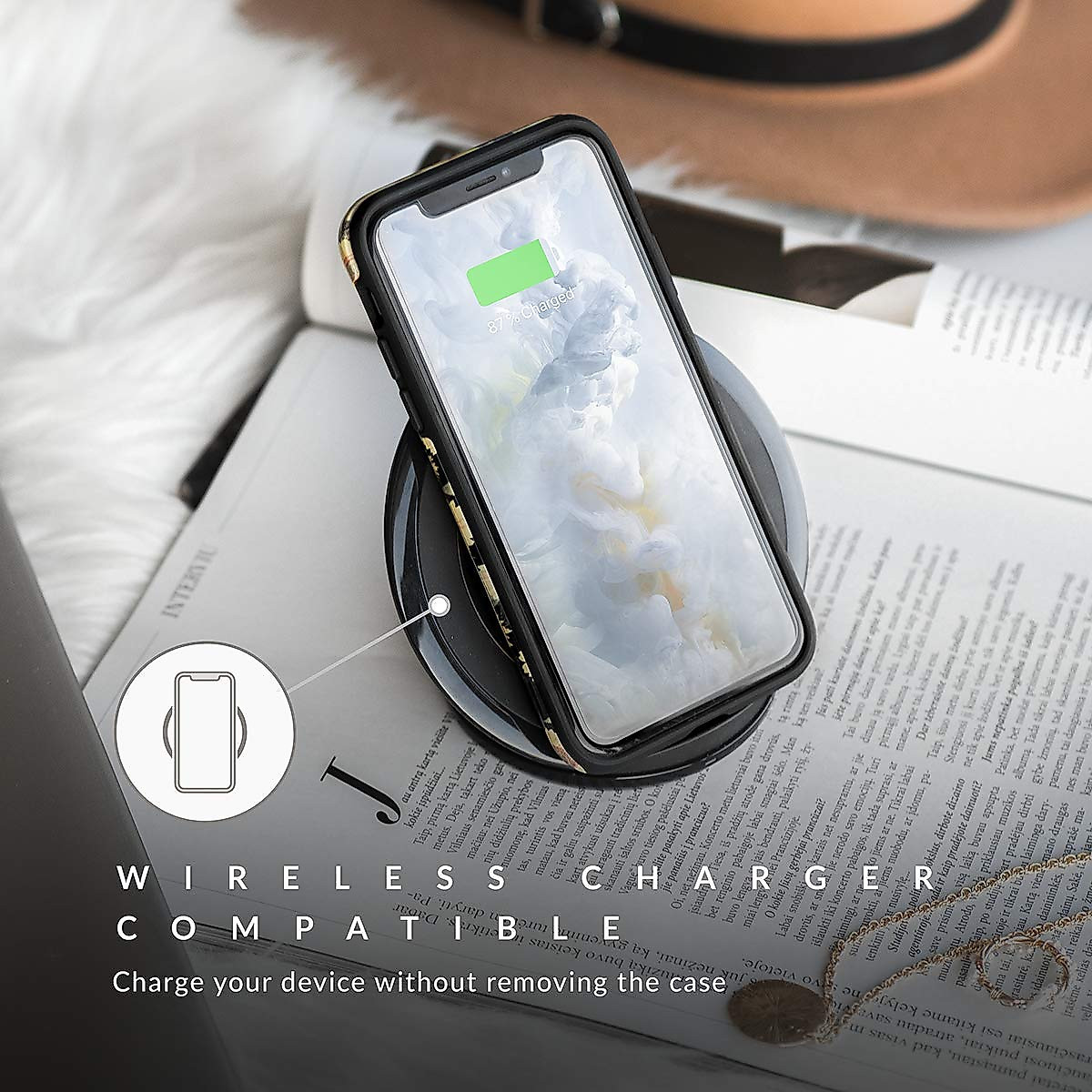 BURGA Phone Case Compatible with iPhone 11 PRO MAX - Hybrid 2-Layer Hard Shell + Silicone Protective Case -Emerald Green Jade Stone Luxury Gold Glitter Marble - Scratch-Resistant Shockproof Cover