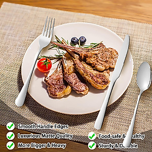 suoundey 5pcs Stainless Steel Silverware Set, Kitchen Cutlery Set, Mirror Polished Forks Knives and Spoons Set for Home and Restaurant, Rust Resistant Eating Utensil Set