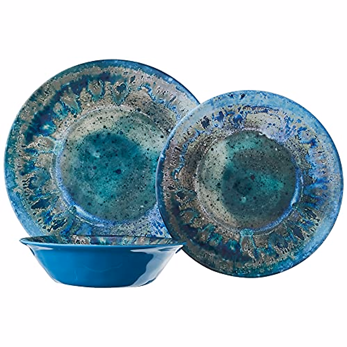 Certified International Radiance Teal Melamine 12 pc Dinnerware Set