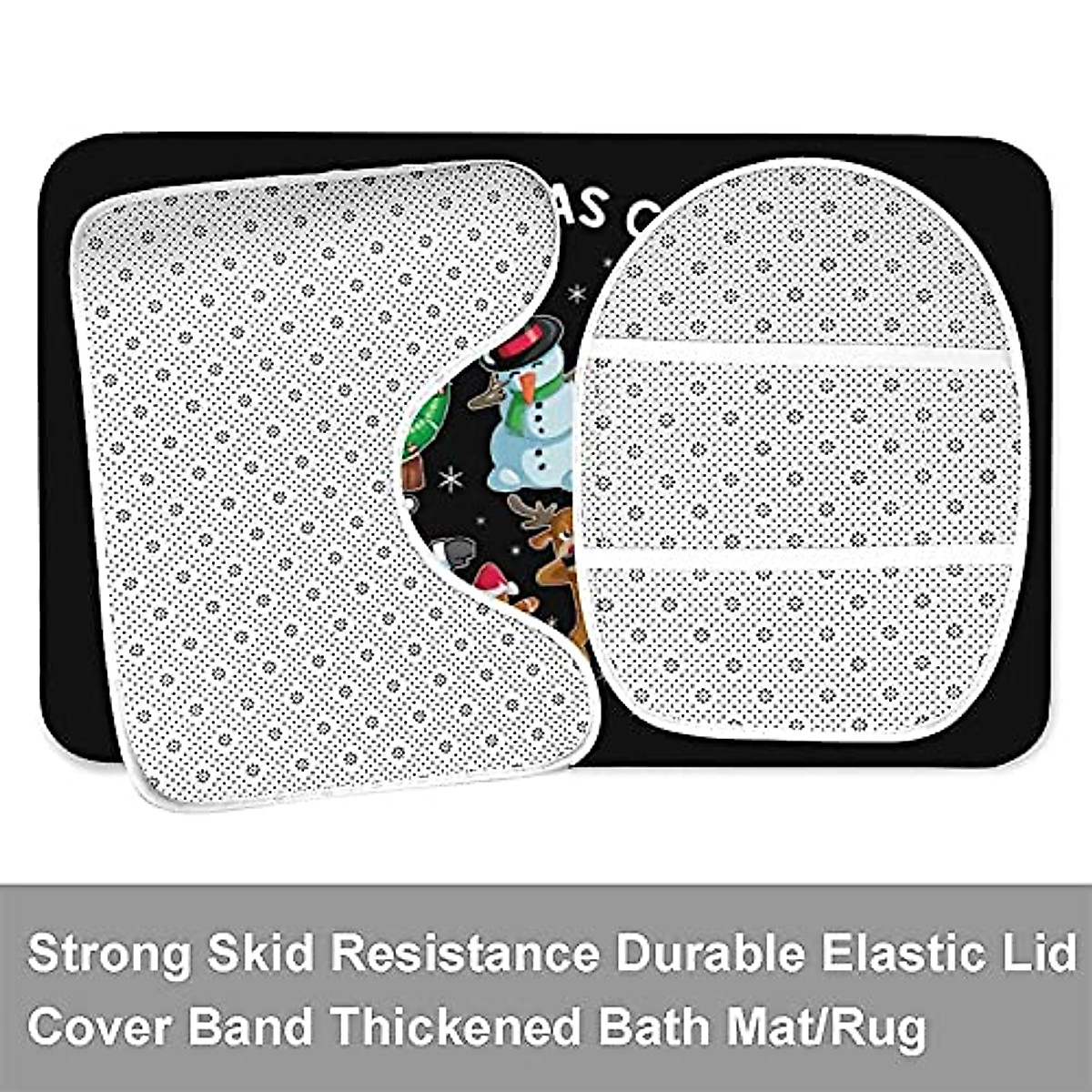 Black Santa Claus Shirt African American Christmas Crew Gift Four-Piece Bathroom Set, Including Square Non-Slip Bath Mat, U-Shaped Mat, Toilet Lid Cover Mat, and A Shower Curtain(4-Piece Set)