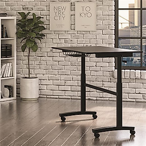 urb SPACE Atlantic Adjustable Height Standing Desk – 46” x 28” Single-Piece Desktop, Maintenance-Free Hand Crank, Sturdy Heavy-Duty Steel Frame, Caster Wheels for Full Mobility, PN 33908049 in Black