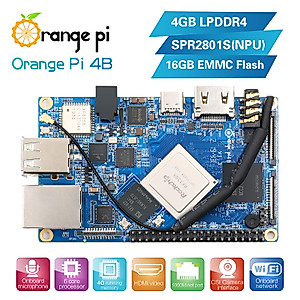 Orange Pi 4B 4GB+16GB Single Board Computer, Rockchip RK3399 6-Core ARM 64 Bit Development Board with 16GB eMMC Flash, Compatible Android/Ubuntu/Debian OS(Pi 4B+Case+Heat Sink+Power Supply)