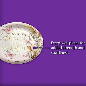 Birthday Galore Butterfly Bridal Shower Party Supplies Large 9" Paper Plates in Bulk 32 Piece
