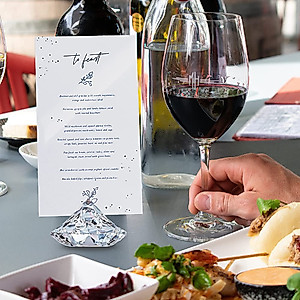 EDEVOLUTION 12 Pack Diamond Place Card Holders Stands, Sturdy Acrylic Table Numbers Card Holder, Crystal Harp-Clip Place Name Photo Card Holders for Party Wedding Table Decorations