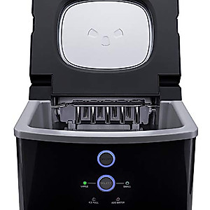 NewAir Black Portable Ice Maker | First Batch In Under 10 Minutes And 33 lb Daily | 2 Ice Size Bullets Daily, Perfect Machine For Kitchen Countertops, and RV NIM033BK00