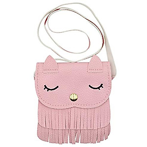 mossty Cute Cat Mini Tassel Bag Satchel Cross Body Bag Coin Candy Purse Messenger Bag