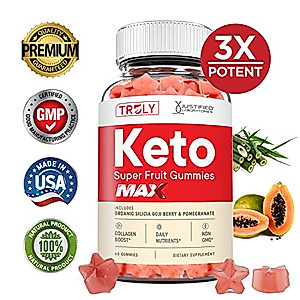(10 Pack) Truly Keto Super Fruit 448MG Max Gummies Collagen Booster Contains Organic Silica Bamboo Acai Berry with Pomegranate Juice 600 Gummys
