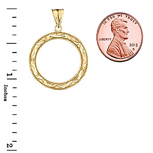 Exquisite 10k Yellow Gold Sparkle-Cut Circle of Life Charm Pendant