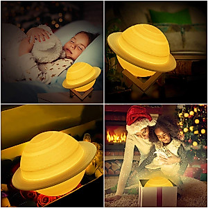 SOONHUA Saturn Lamp, 8.6 inch Moon Lamp 16 Colors LED Moon Night Light USB Rechargeable with Remote&Touch Control Bedside Lamp Gifts for Boys Girls Kids Friends Birthday