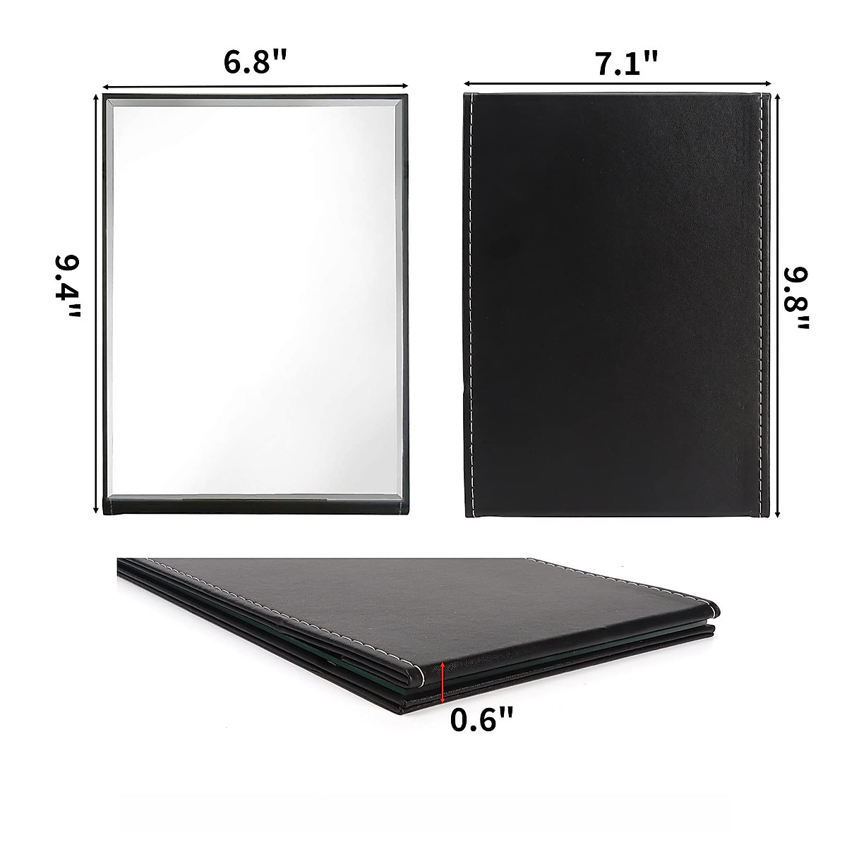 Amazon Brand - Pinzon Folding Portable Makeup Mirror Vanity Desk Standing for Travel Tabletop, Rectangular, 9.4" L x 6.8" W