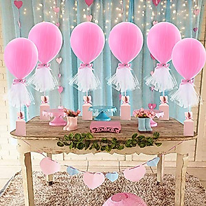 Pink Tutu Tulle Balloons Centerpieces with Candy Box for Baby Shower Girls Decorations Birthday Party Weddings Princess Party Cake Dessert Table Balloons Tulle Cover,6 Pack