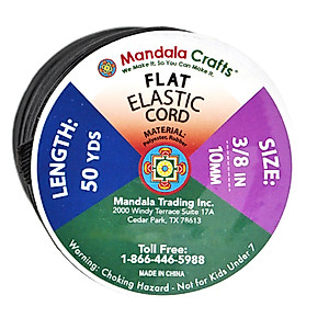 Mandala Crafts White Elastic Bands 3/8 Flat Elastic Cord Stretch Strap - 10mm 50 Yds Roll of Elastic Straps Braided Elastic Band - 3 8 Inch Elastics for Sewing and Elastic Crafting