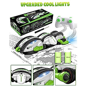 2023 Remote Control Car Snake 360° Rolling - RC Stunt Snake Car with LED Lights，2 Batteries 60+min，Indoor/Outdoor Toys for Kids Ages Age 6-12，Gifts for Christmas Birthday