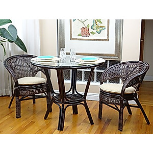 Wickerix Pelangi Handmade Rattan Dining Wicker Chair w/Cushion, Dark Brown