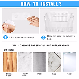 Pensino 2 Pack Adhesive Cabinet Door Organizer Storage Caddy, Clear Lid Organizer Inside Cabinet Wall Mounted Pantry Door Organizer for Food Container Lid Kitchen Under Sink Basket (Clear)