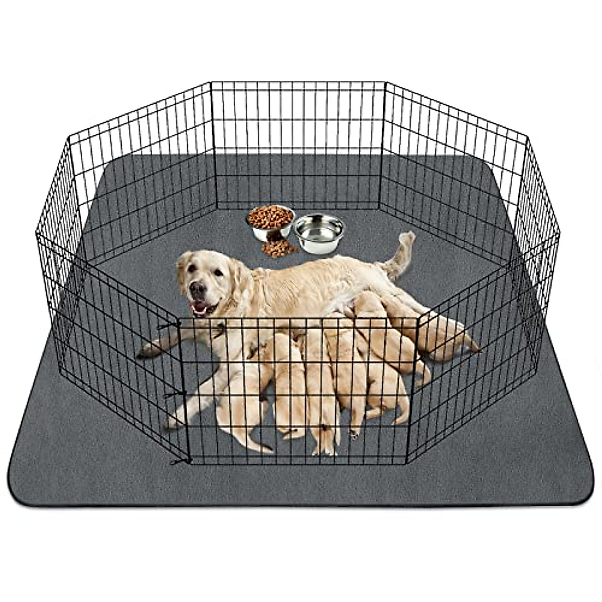 SHU UFANRO Pee Pads for Dogs 65"x48"/72"x72", Washable Reusable Dog Pad Non-Slip Puppy Pad Extra Large Heavy Absorbency Puppy Pee Pads Quick Dry Whelping Pads for Dogs Waterproof for Dog Playpen/Crate