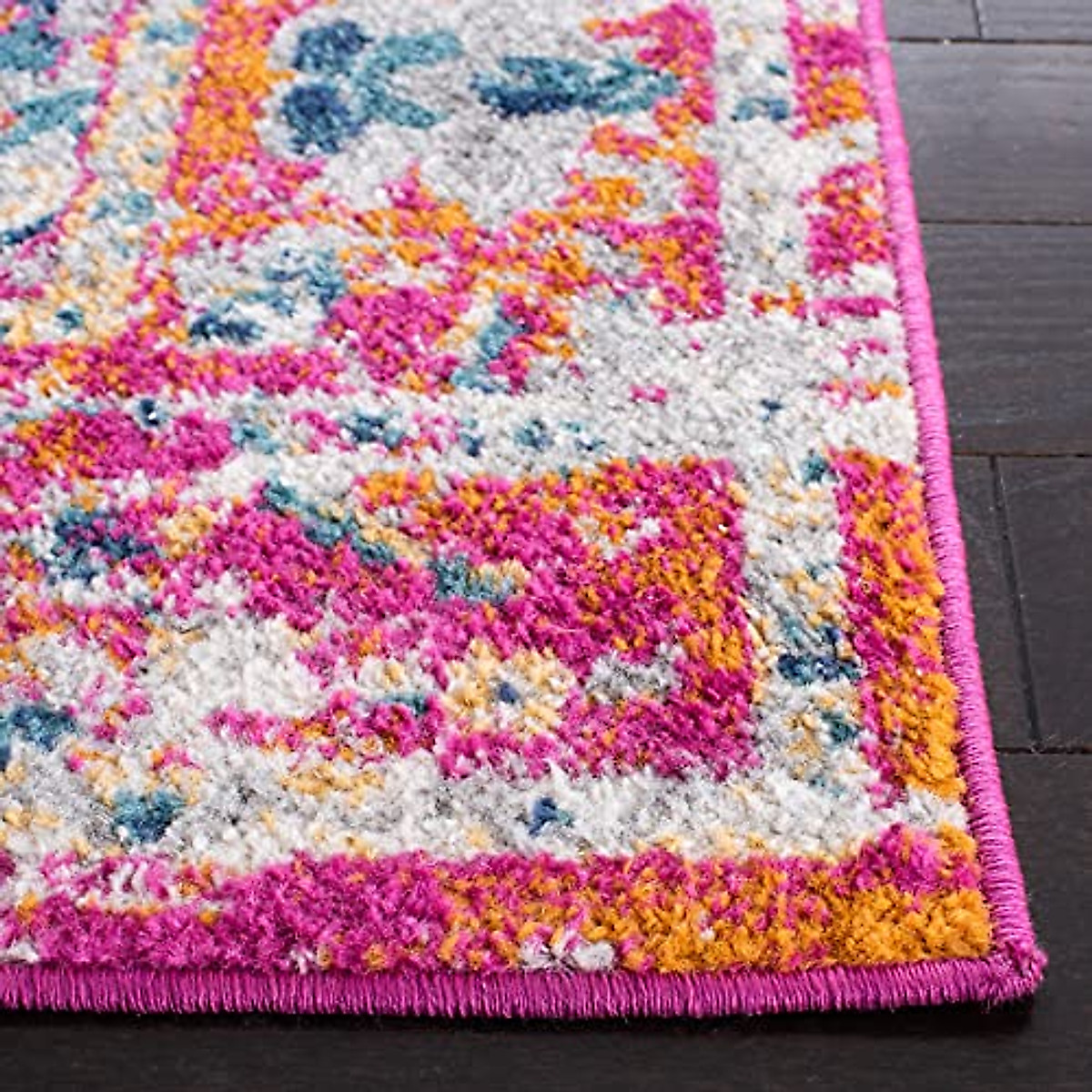 Safavieh Madison Collection 9' x 12' Fuchsia/Gold MAD154R Boho Chic Medallion Non-Shedding Area Rug