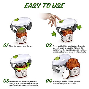Homelet Electric Jar Opener for Weak Hands Automatic Powerful Effortless Bottle Jar Opener Hand Free Prime Unique Kitchen Gadget for/Arthritics/Senior/Women/Chef Lid Gripper for All Size Caps