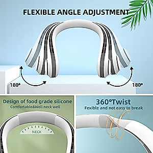 portable neck fan,neck fans portable rechargable battery operated hanging personal neck fan bladeless cooling hands free ,3 Speeds djustment , fans around your neck for women/men Outdoor Sports