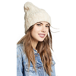 Free People Women's Harlow Cable Knit Beanie, Ivory, Off White, One Size
