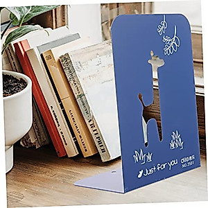 Operitacx 8 Pcs Book Stand Office Decor Office Bookshelf Desktop Decor Metal Bookstand Books Support Convenient Book Ends File Book Stands Study Book Organizer Crafted Book Stands Iron Blue