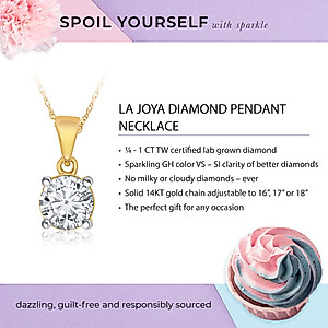 Lab Created Solitaire Diamond Necklaces for Women | 3/4 CT. TW. Real 14 KT Yellow Gold Diamond Necklace Pendants | Certified GH VS/SI Women's Diamond Jewelry