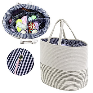 MABOZOO Crochet Bag Organizer,Large Capacity Yarn Storage Bag for Carrying Crochet Accessories,Holding Yarn,Portable Travel Knitting Bag for Crochet Lovers（15.7 * 10.6）