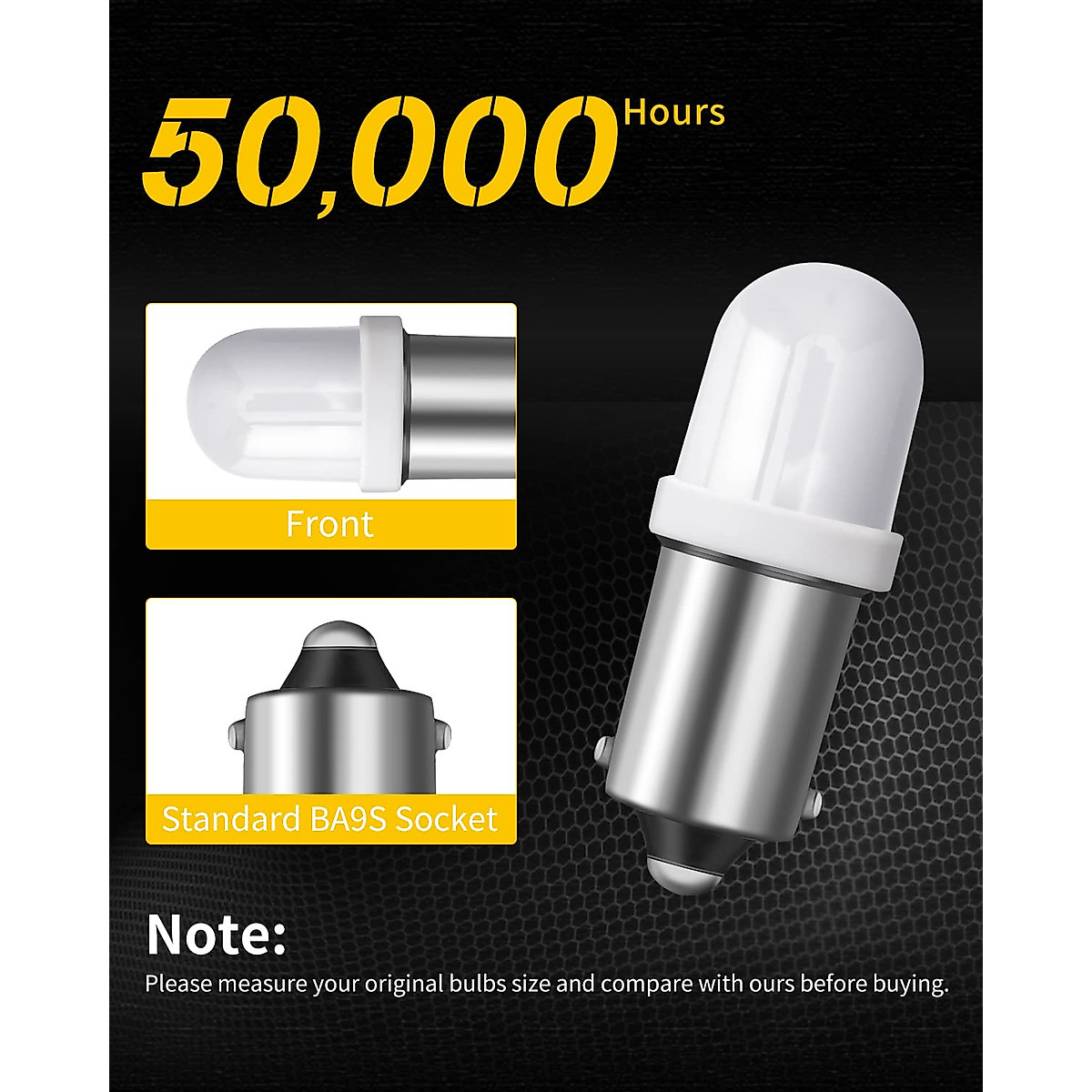 Qasim GE44 47 755 756 1893 1847 BA9S Led Bulb Pinball Machine Light Coin Display Game Bulb T11 BA9S Bayonet Led Bulb AC/DC 6V 6.3V Non-Polarity (Pack of 20 White)