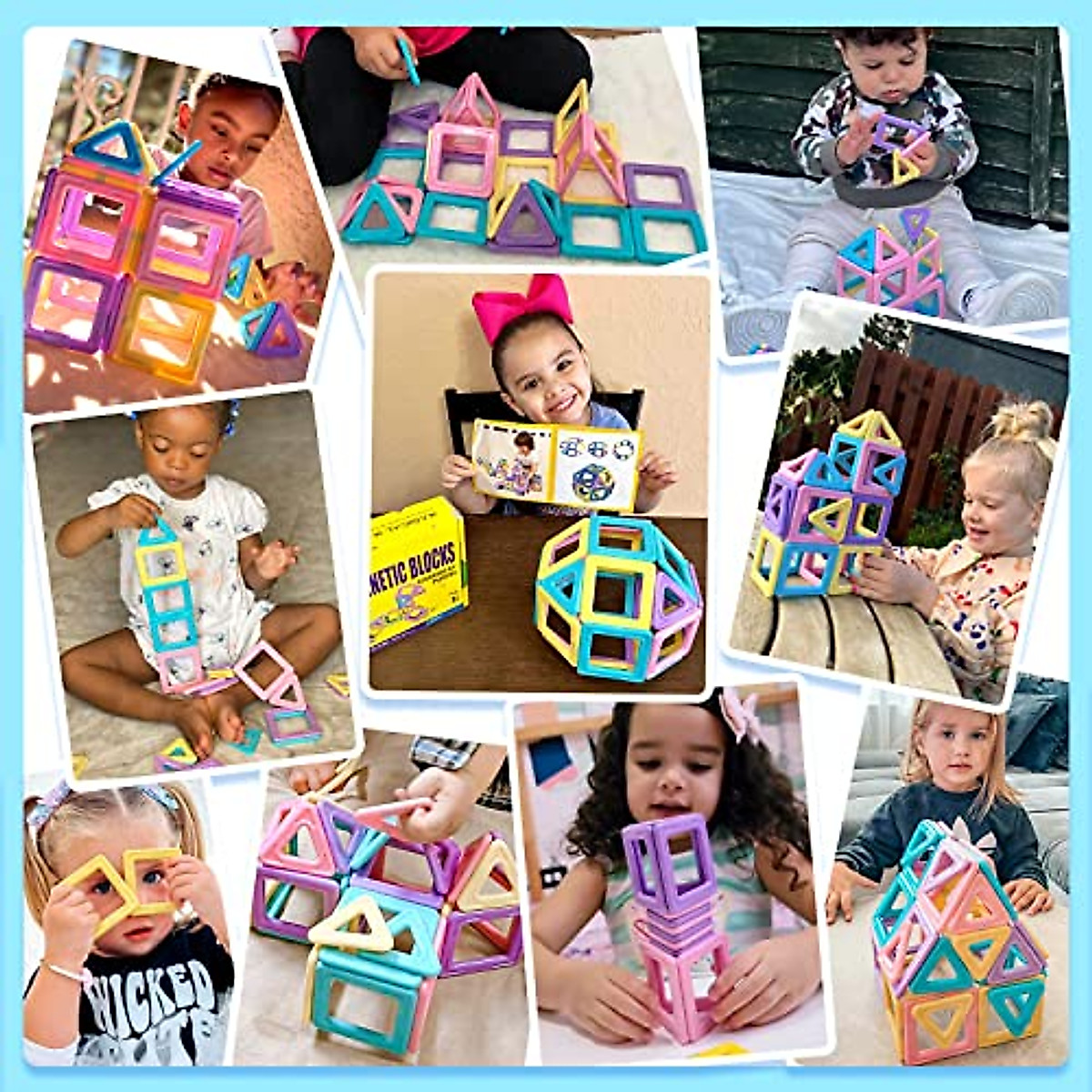 Upgraded Magnetic Tiles Toys for 3 4 5 6 7 Year Old Boys Girls Magnetic Blocks Building Set for Toddlers STEM Learning Toys for Kids Boredom Buster Educational Toys Gifts